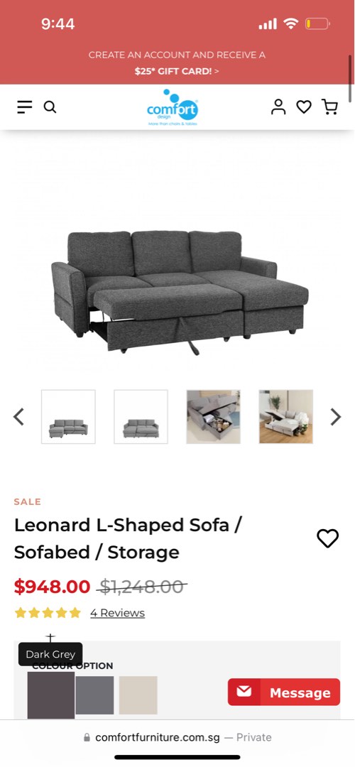 Comfort Design Leonard Sofa Bed Storage sofa L shape, Furniture & Home Living, Furniture, Sofas ...