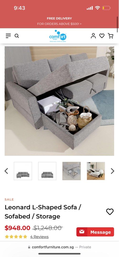 Comfort Design Leonard Sofa Bed Storage sofa L shape, Furniture & Home Living, Furniture, Sofas ...