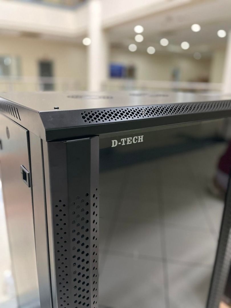 D-Tech Wallmounted Data Cabinet 600x4500 (Note: 2Fanslot, Pure Black, Glass Door), Computers ...