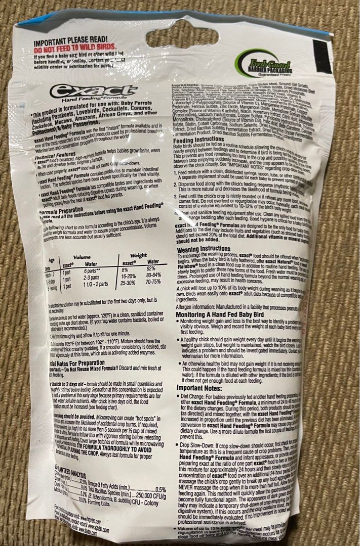 Kaytee Exact Bird Formula , Pet Supplies, Pet Food on Carousell