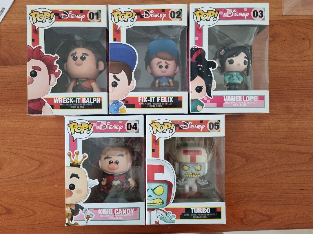 Funko Pop Wreck it Ralph set. Felix Vanellope King Candy Turbo, Hobbies ...