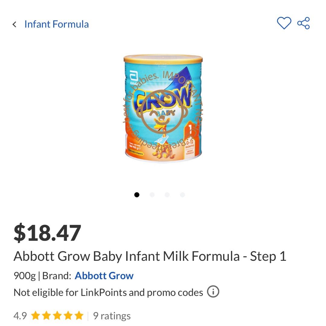 Grow stage 1 infant formula, Babies & Kids, Nursing & Feeding, Weaning ...