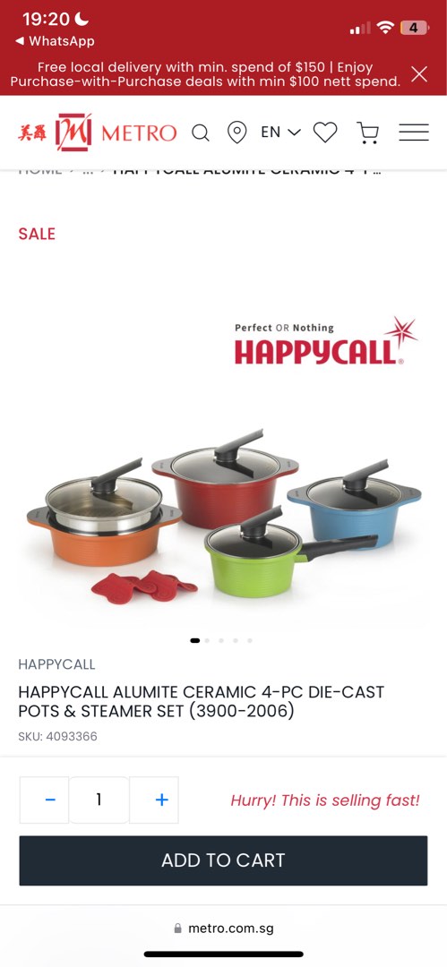 HAPPYCALL Alumite Ceramic Pots and Steamer set, Furniture & Home Living ...