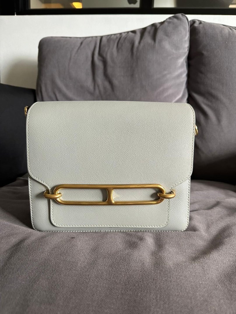 Hermes Roulis 23 Blue Lin Stamp T GHW, Luxury, Bags & Wallets on Carousell