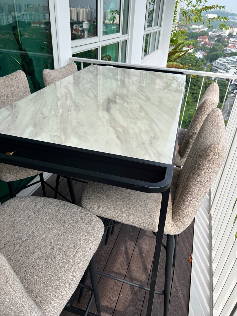 High table with marble top, Furniture & Home Living, Furniture, Tables ...