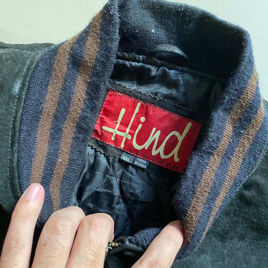 Hind Two-Tone Suede Leather Varsity Jacket, Men's Fashion, Coats ...