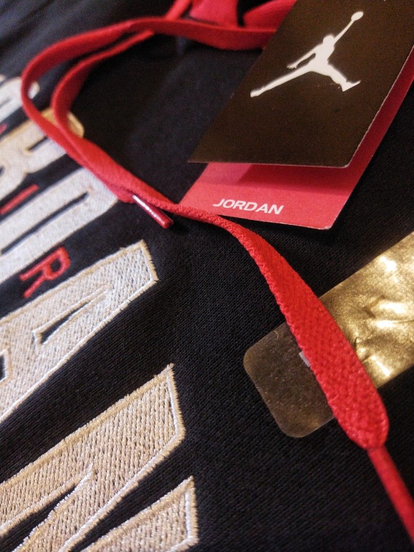 Hoodie BARU Nike Air Jordan Logo Full Bordir ( Kupluk Merah Dalam Hitam ...