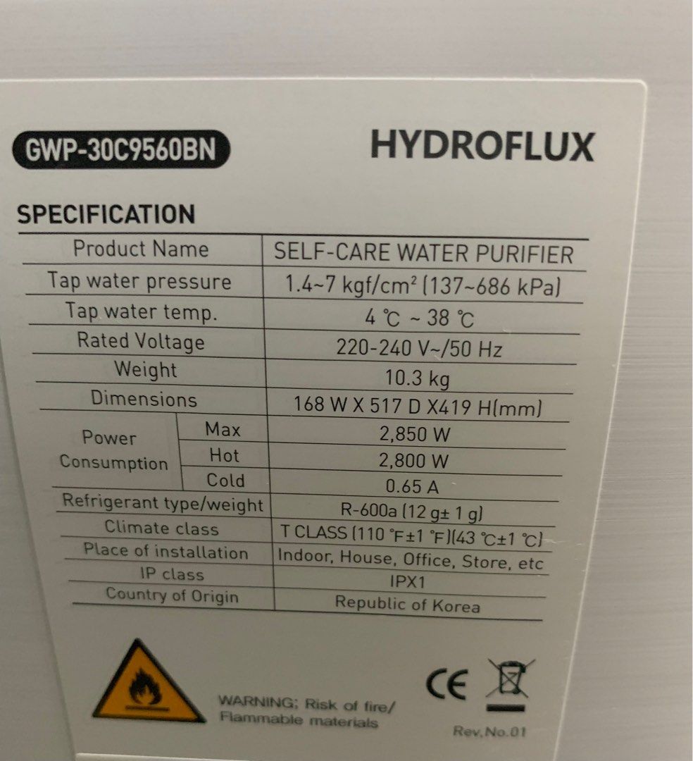 Hydroflux Nami water purifier, TV & Home Appliances, Kitchen Appliances ...