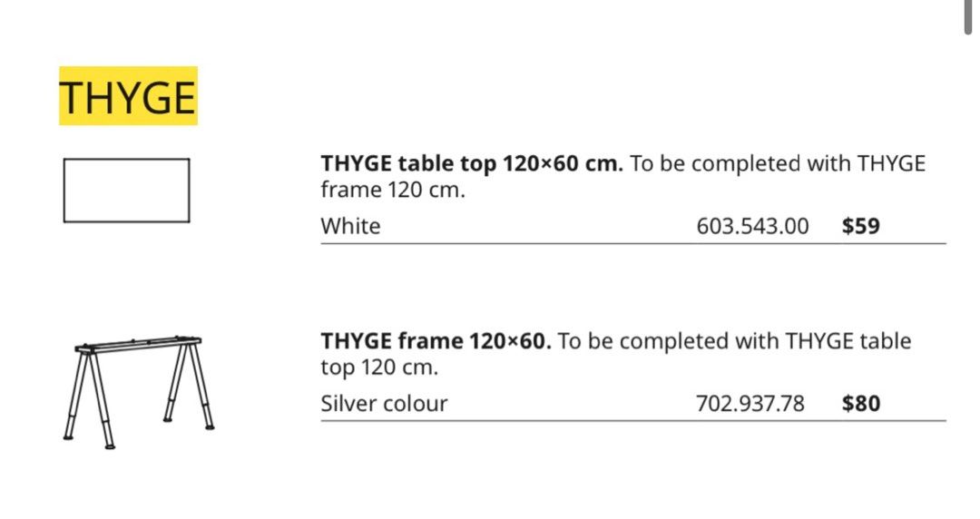 Ikea Thyge adjustable desk / table, Furniture & Home Living, Furniture ...