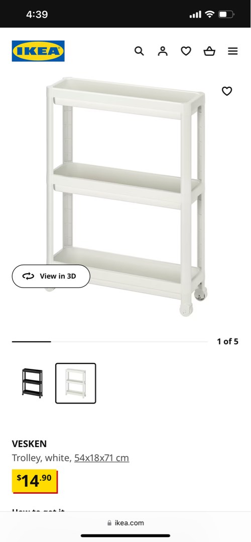 Ikea Vesken White Trolley, Furniture & Home Living, Home Improvement ...
