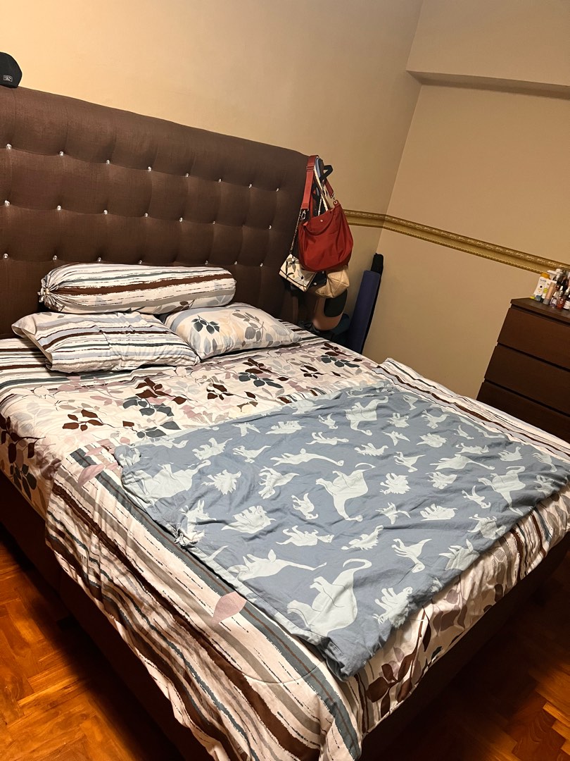 King Sized bed frame with mattress, Furniture & Home Living, Furniture ...