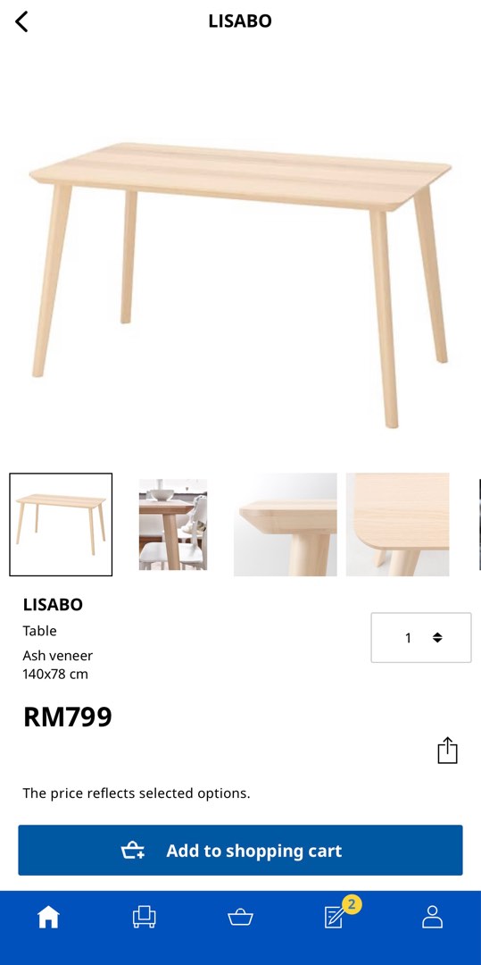 LISABO Ikea Dining Table, Furniture & Home Living, Furniture, Tables ...