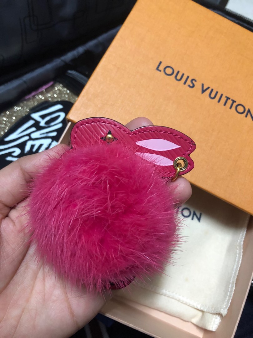 LV Rabbit bag charm with Epi Leather and pink fur, Luxury, Accessories ...