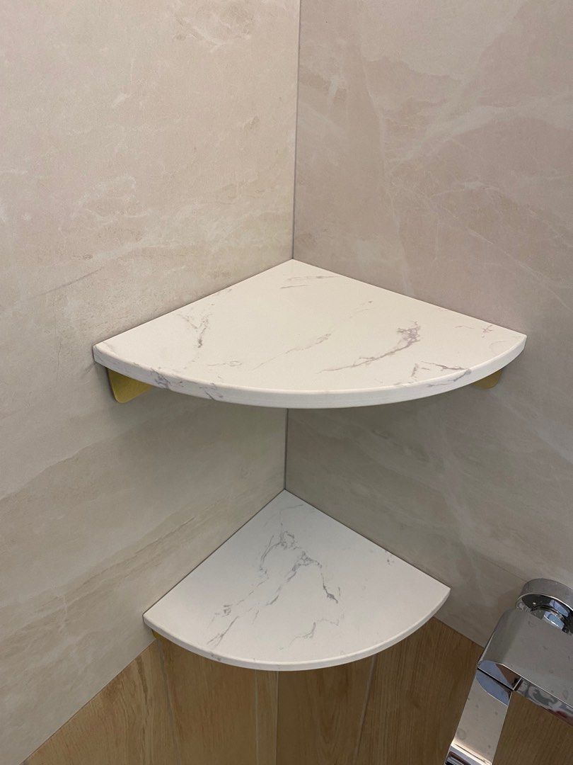 Marble sintered stone corner wall shelf shelves rack tier bathroom ...