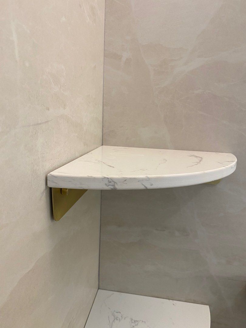 Marble sintered stone corner wall shelf shelves rack tier bathroom ...