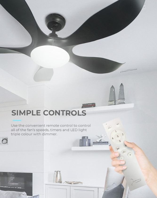Mistral D Fan Typhoon 52" DC 5 Blades Ceiling Fan with Tri-Color ...