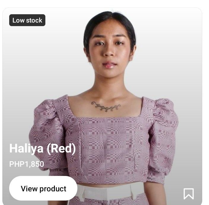 Modern Filipiniana cropped top puffed sleeves on Carousell
