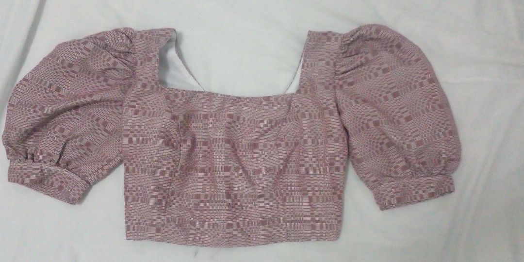 Modern Filipiniana cropped top puffed sleeves on Carousell