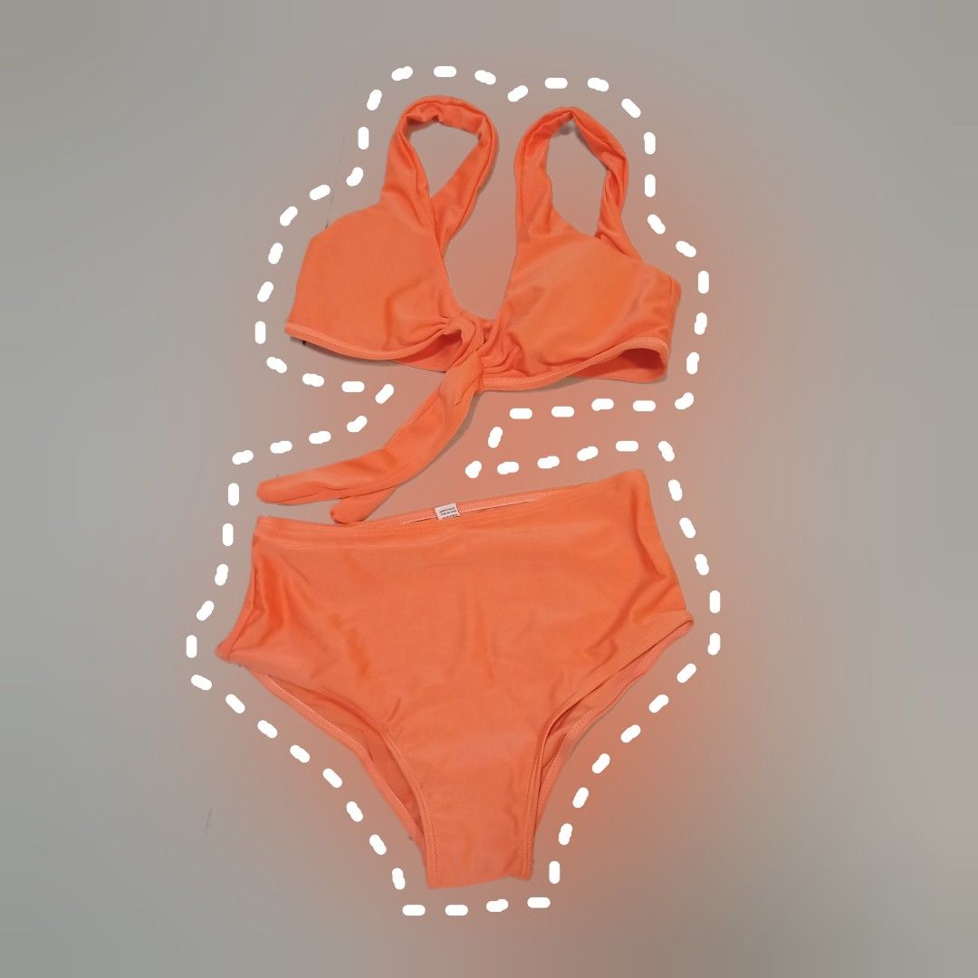 Neon two piece swimsuit on Carousell