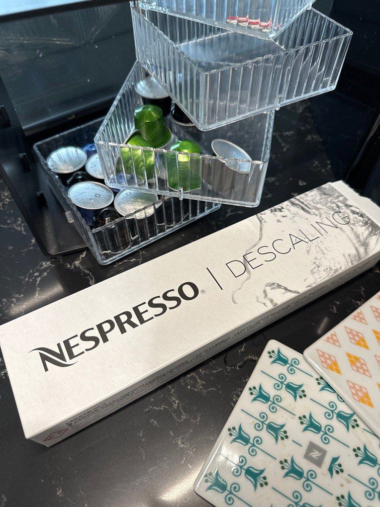 Nespresso Essenza Plus Black with pods, pod storage, Nespresso coasters ...
