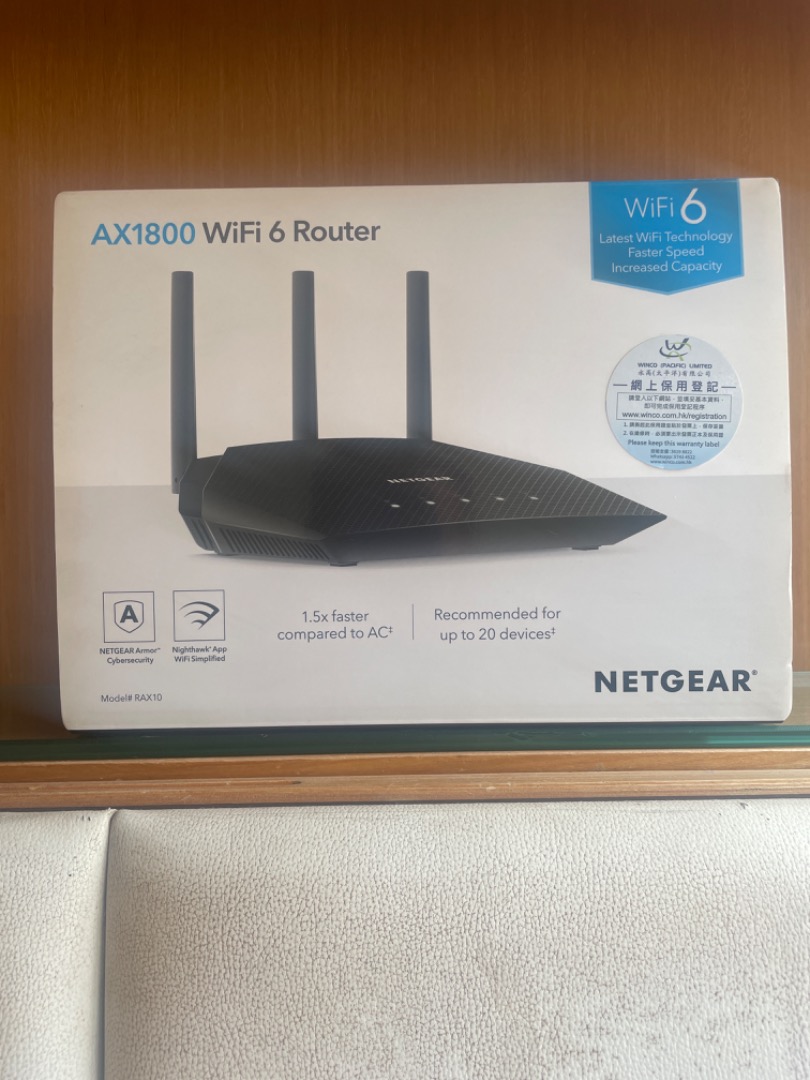 NETGEAR Nighthawk RAX10 雙頻 WiFi 6 路由器 (AX1800), 電腦＆科技, 電腦周邊及配件, Wifi及上網 ...