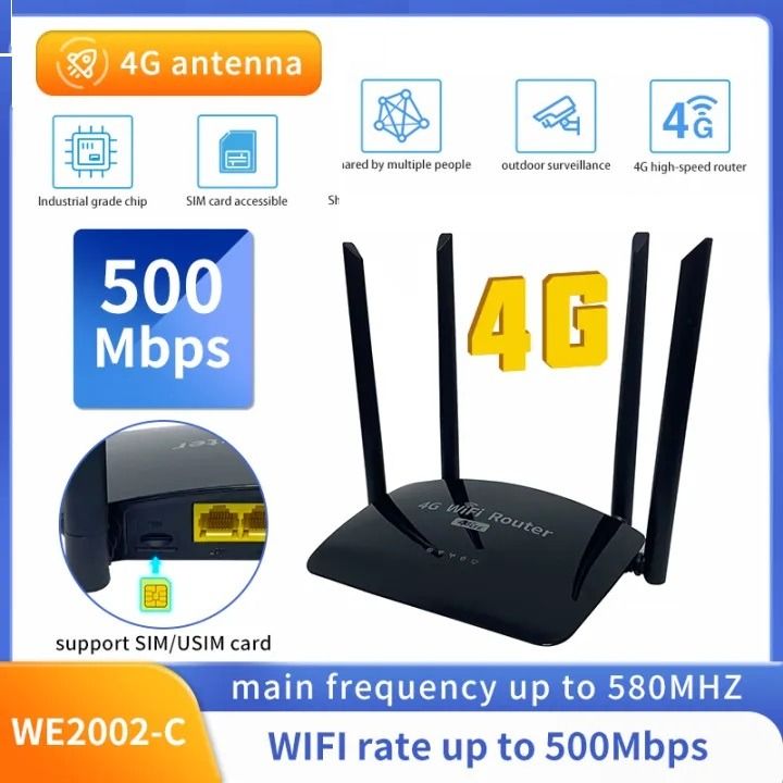 New Upgraded 500Mbps 4G SIM Card Router Modem Hotspot 4G LTE Wifi ...