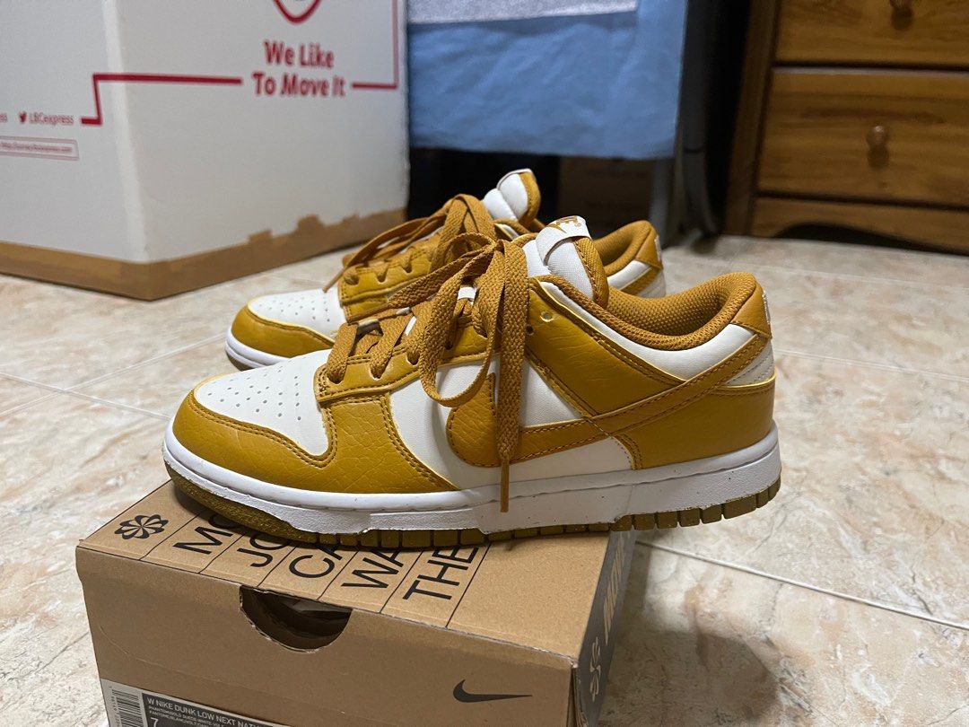 Nike Dunk Low “Next Nature” Mustard US7W, Women's Fashion, Footwear ...