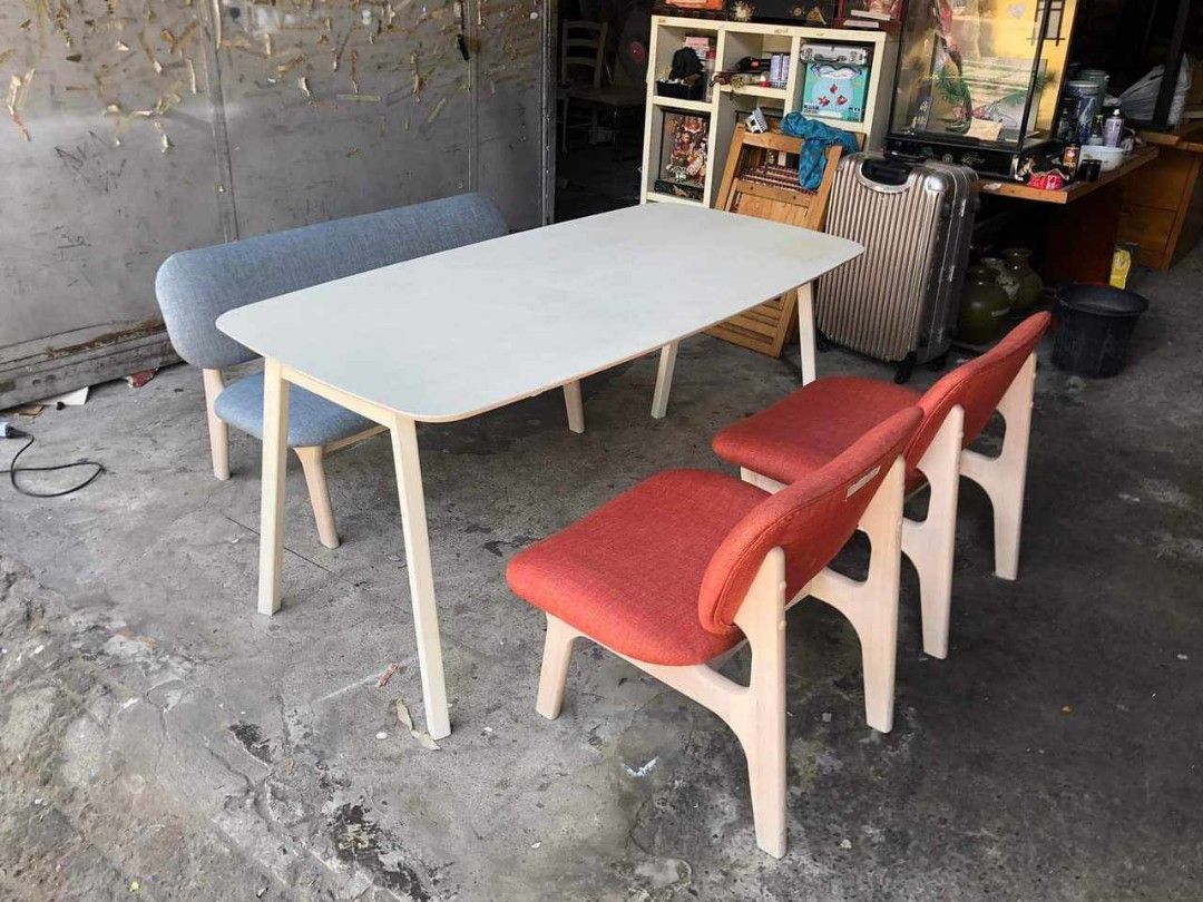 Nitori relax wide bench and chairs with table All solid wood, Furniture ...