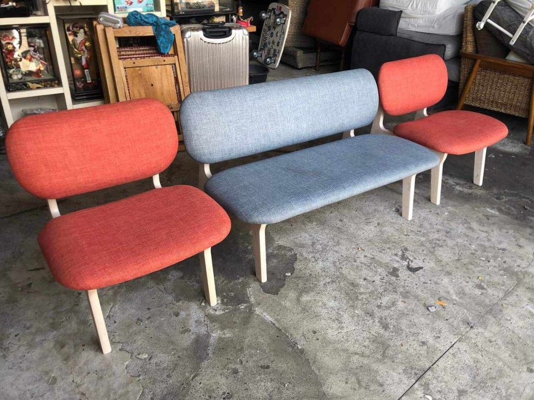 Nitori relax wide bench and chairs with table All solid wood, Furniture ...