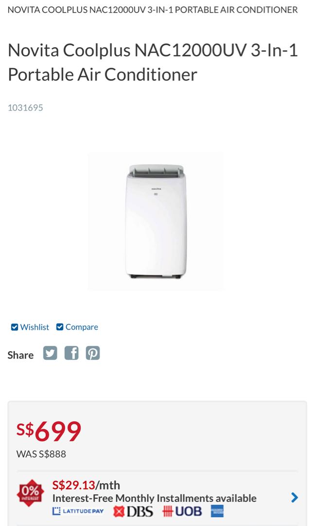 Novita Coolplus 3-in-1, TV & Home Appliances, Air Conditioners & Heating on Carousell