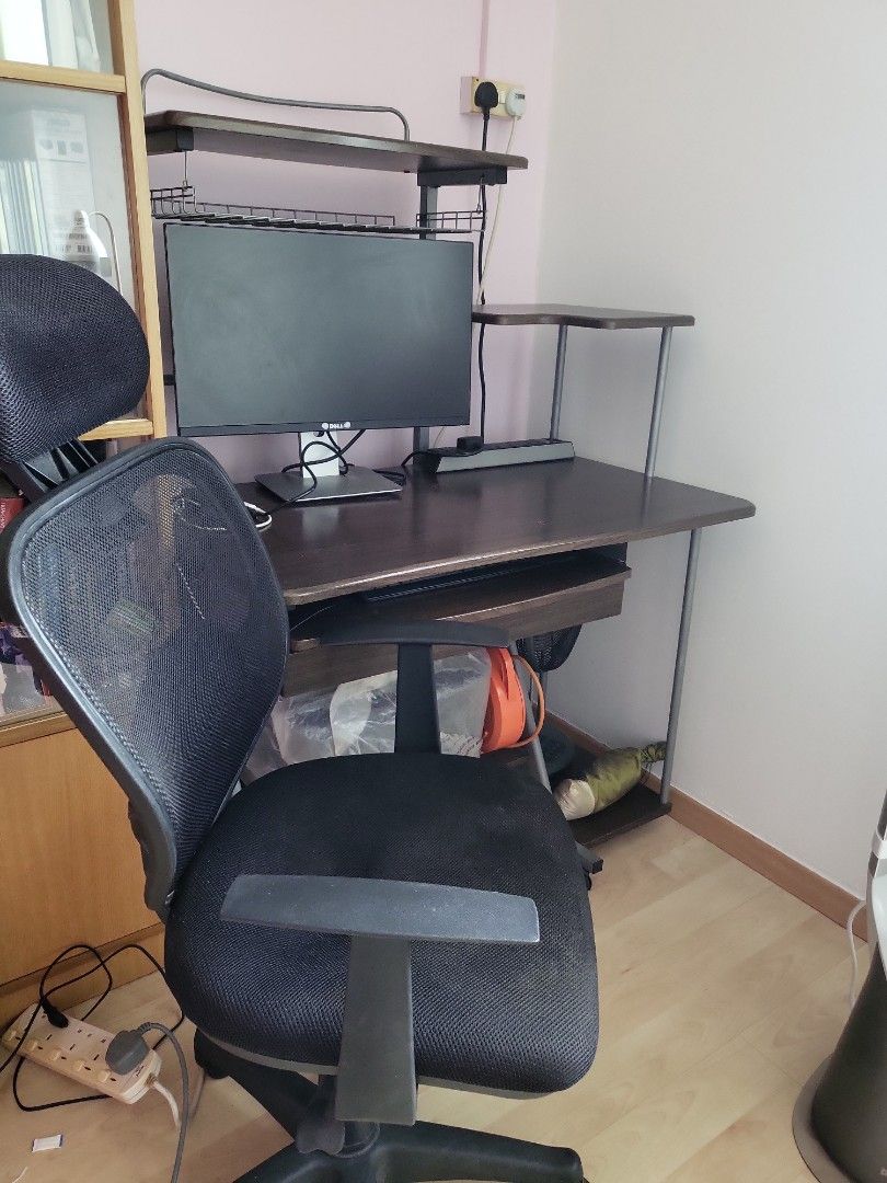 Office Chair + Computer Table, Furniture & Home Living, Furniture ...