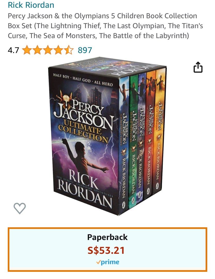 Percy Jackson & the Olympians 5 Children Book Collection Box Set ...