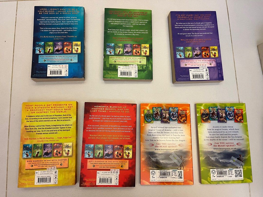 Percy Jackson story series with two Beast Quest story books, 興趣及遊戲, 書本 ...