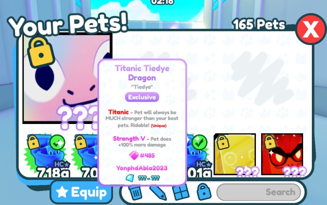 Pet Simulator X (PSX) Titanic Tiedye Dragon, Video Gaming, Gaming ...