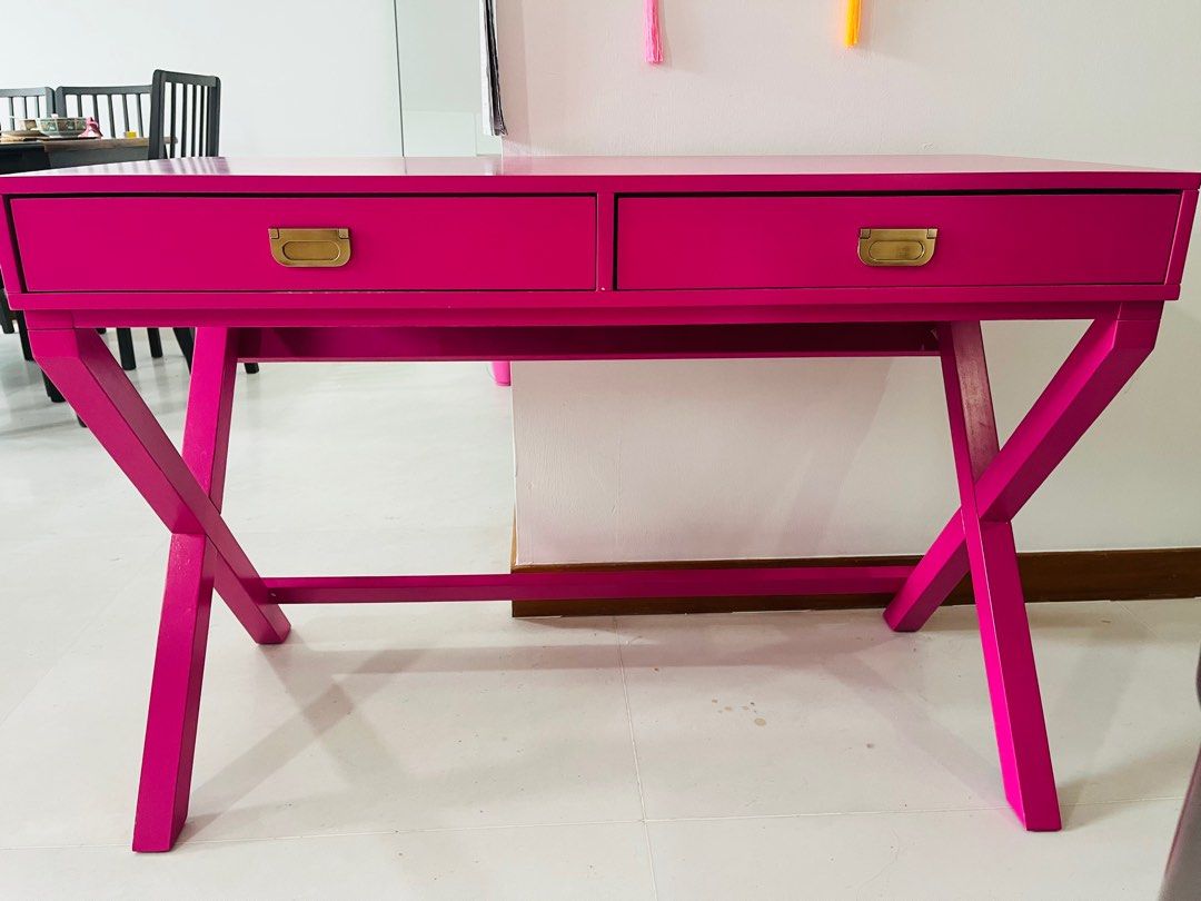 Pink study table / desk, Furniture & Home Living, Furniture, Tables ...
