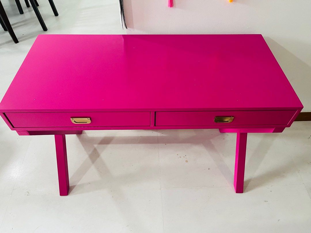Pink study table / desk, Furniture & Home Living, Furniture, Tables ...