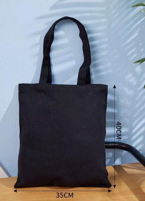 Plain Black Canvas Tote Bag, Women's Fashion, Bags & Wallets, Tote Bags ...