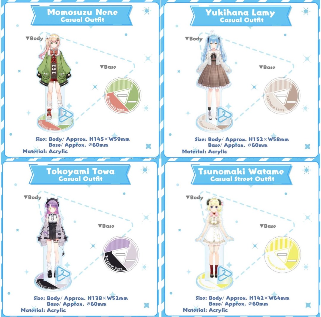 [PO till 25 Aug 2023] Hololive Acrylic Stand Casual ver. Nene Lamy Towa ...