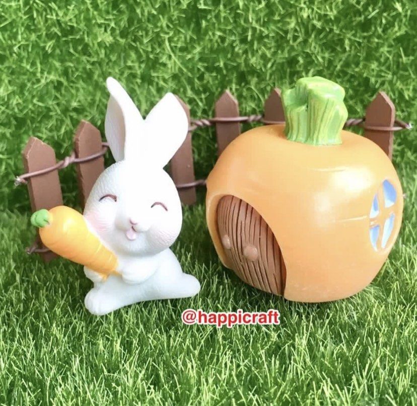 Terrarium Figurine / Miniature Rabbit / Miniature Carrot House / Rabbit ...