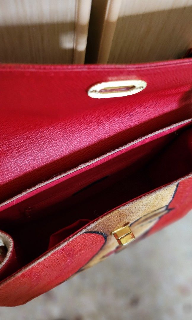 Red Hand-Painted Sling Bag, Women's Fashion, Bags & Wallets, Shoulder ...