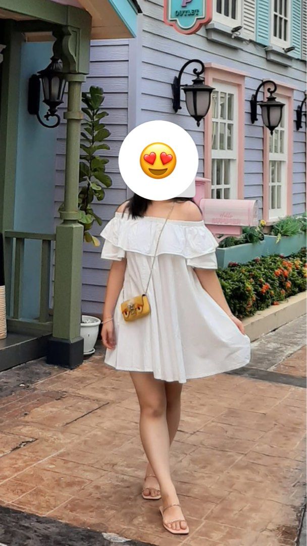 Sabrina putih white summer dress like zara, Fesyen Wanita, Pakaian ...