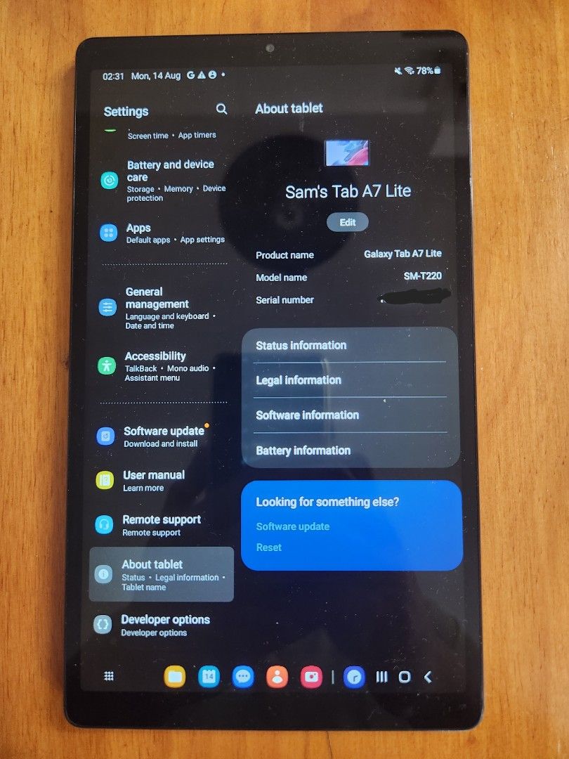 Samsung TabA7 lite (wifi only no sim card), Mobile Phones & Gadgets, Tablets, Android on Carousell