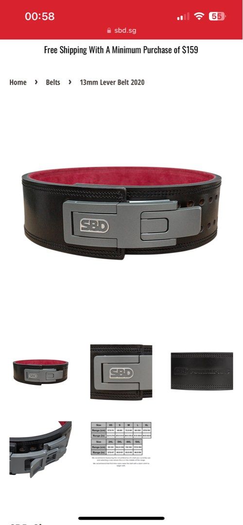 SBD Lever Belt, Sports Equipment, Exercise & Fitness, Weights ...