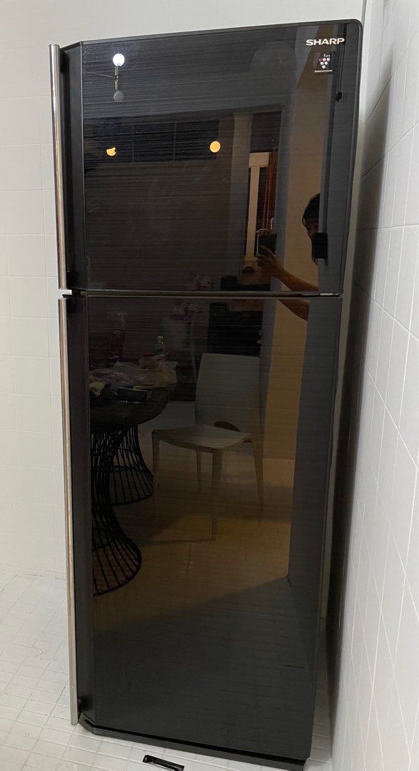 Sharp 2 door black fridge refrigerator, TV & Home Appliances, Kitchen ...