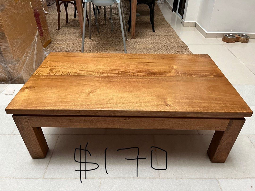 Solid acacia wood coffee table, Furniture & Home Living, Furniture, Tables & Sets on Carousell