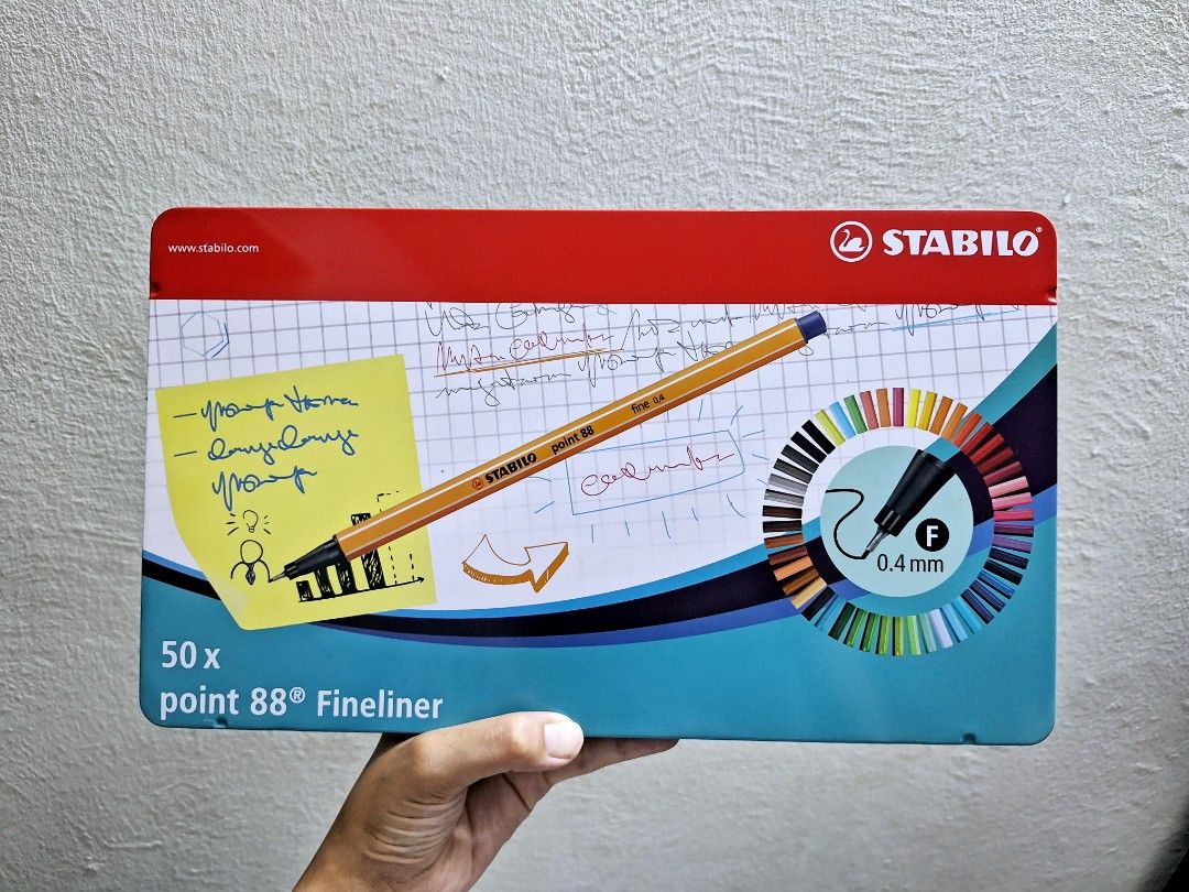 Stabilo point 88 Fineliner Colour Pen Set 0.4mm Line Width in Tin of 50 ...