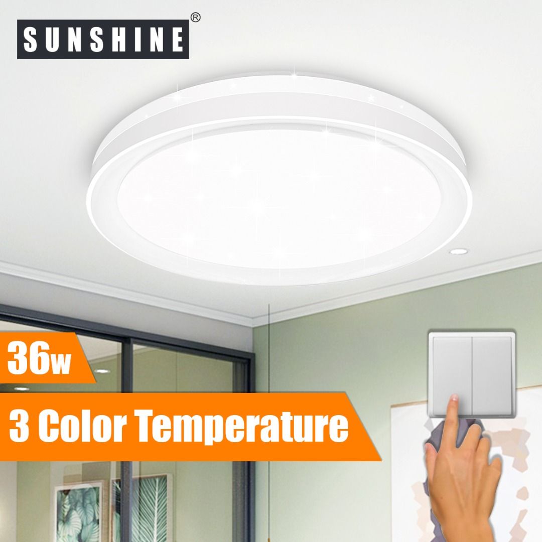 SUNSHINE 50cm Modern LED Ceiling Lights 3 Ccolor Temperature 3000K ...