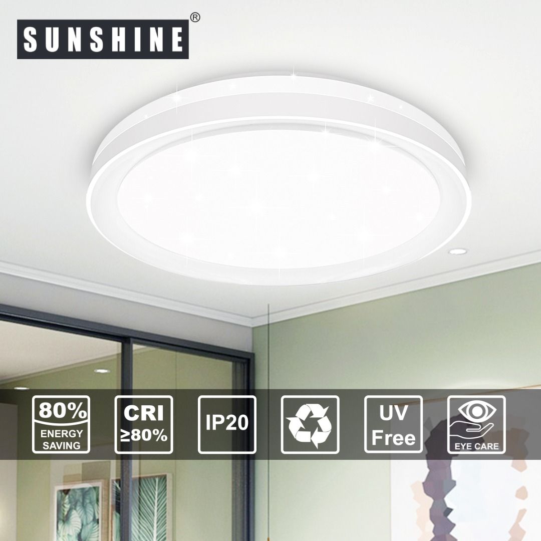 SUNSHINE 50cm Modern LED Ceiling Lights 3 Ccolor Temperature 3000K ...