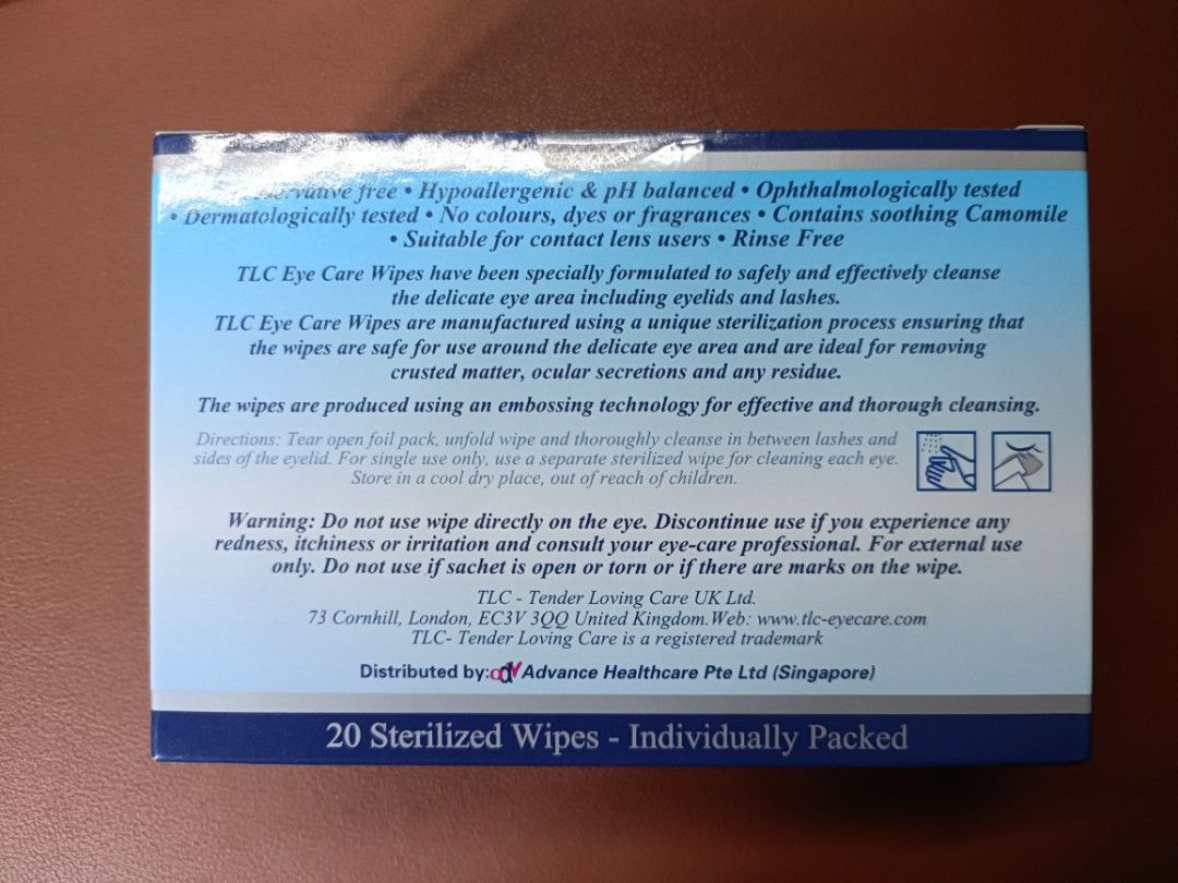 TLC Eye care wipes 20s x5, Beauty & Personal Care, Ear Care on Carousell