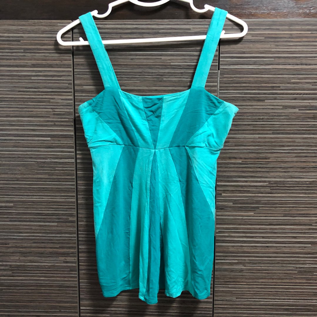 Turquoise Dual Tone Bustier Top, Women's Fashion, Tops, Sleeveless on ...